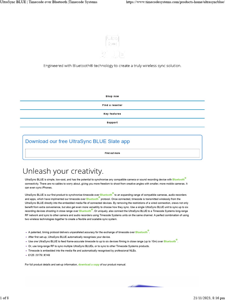 UltraSync BLUE - Timecode Over Bluetooth - Timecode Systems | PDF | Bluetooth | I Phone