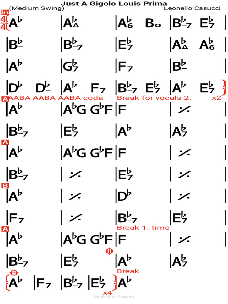 Just A Gigolo - Louis Prima Sheet Music | PDF