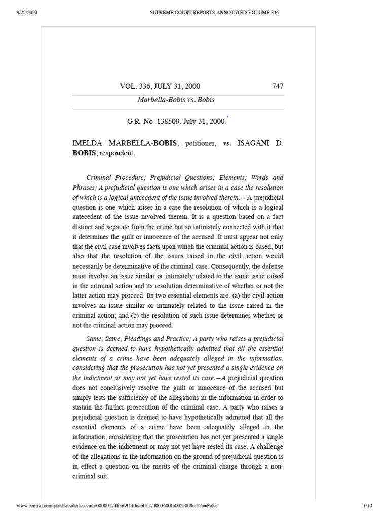Marbella-Bobis vs. Bobis: Bigamy Case Analysis | PDF | Annulment | Marriage