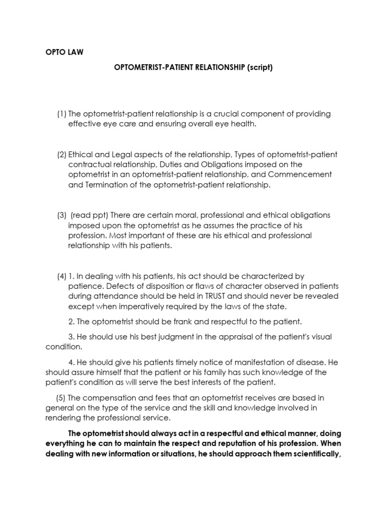 Opto Law | PDF | Consent | Optometry