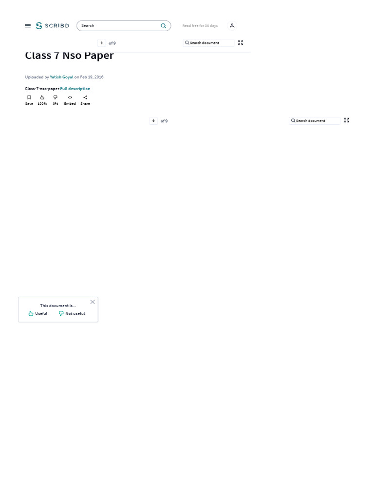 Class 7 Nso Paper | PDF