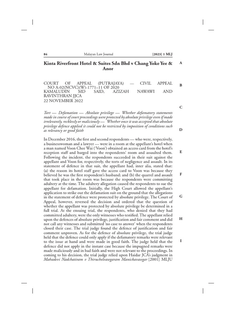Kinta Riverfront Hotel Suites SDN BHD V Chang Yoke Yee Anor PDF