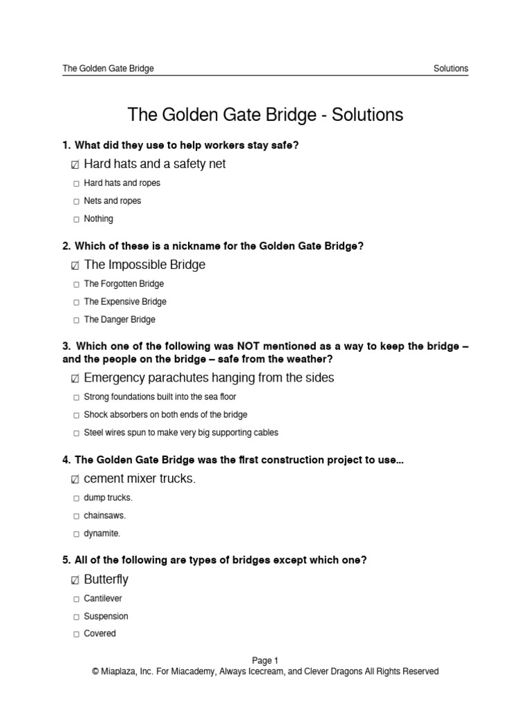 Solutions The Golden Gate Bridge | PDF | Bridge