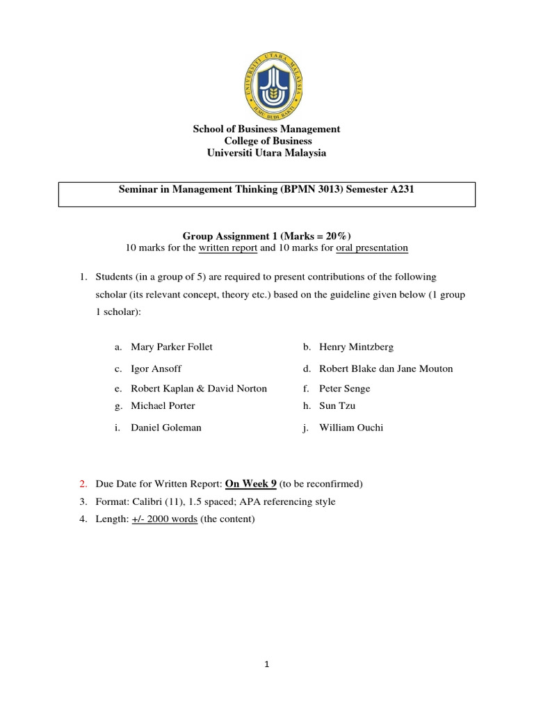 Management Scholars Group Assignment Guide | PDF