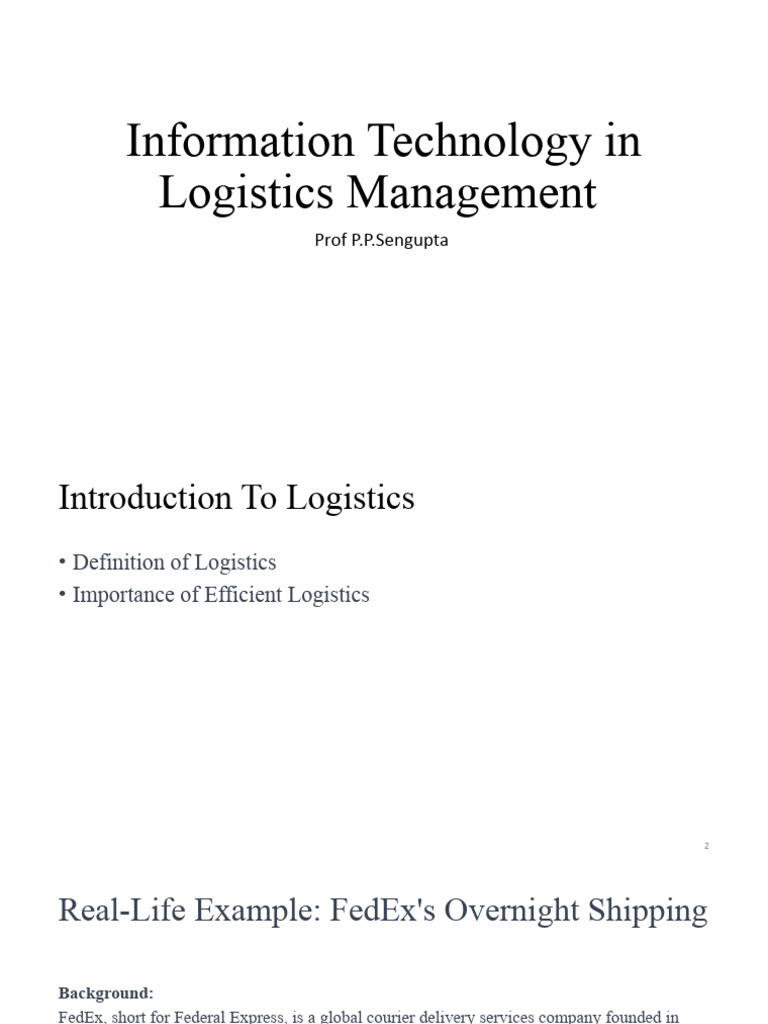 Information Technology in Logistics Management | PDF | Warehouse | Logistics