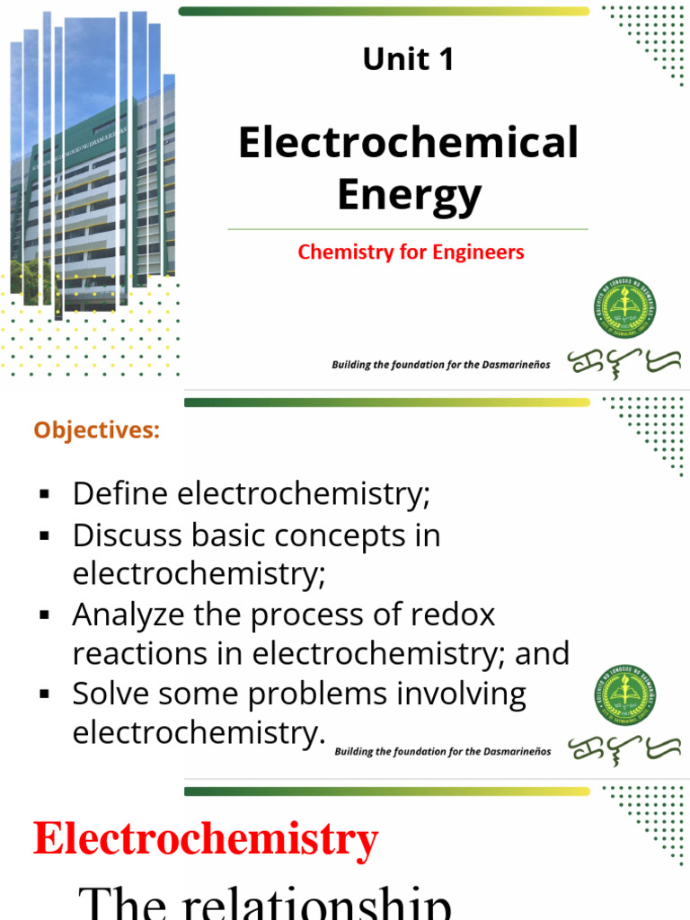 Week 3 and 4 Electrochemical Energy | PDF | Electrochemistry | Redox