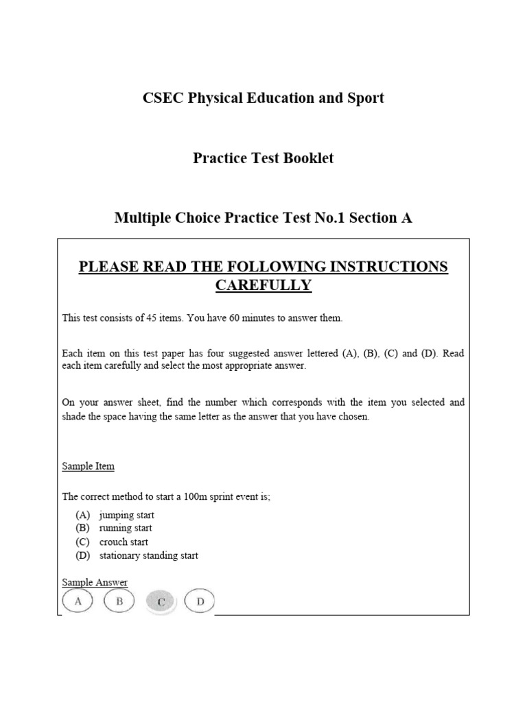CSEC Physical Education and Sport Exam Questions With Answers | PDF ...