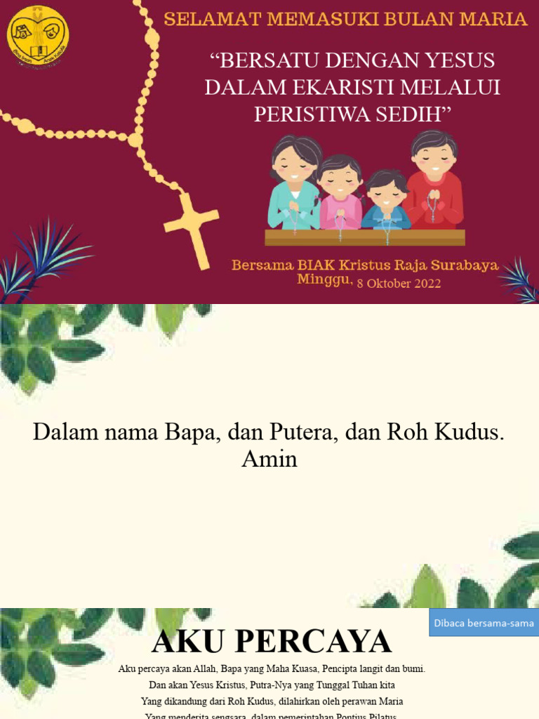 Doa Rosario Peristiwa Sedih Selasa | PDF
