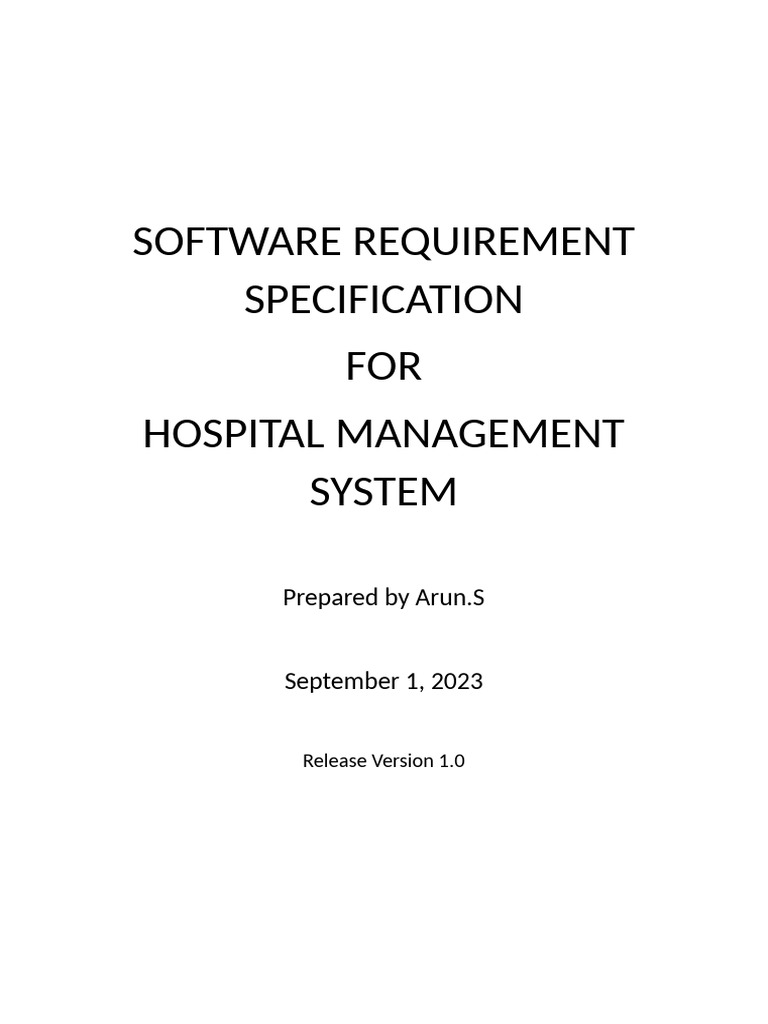 SRS For Hospital Management System | Download Free PDF | Databases | Operating System