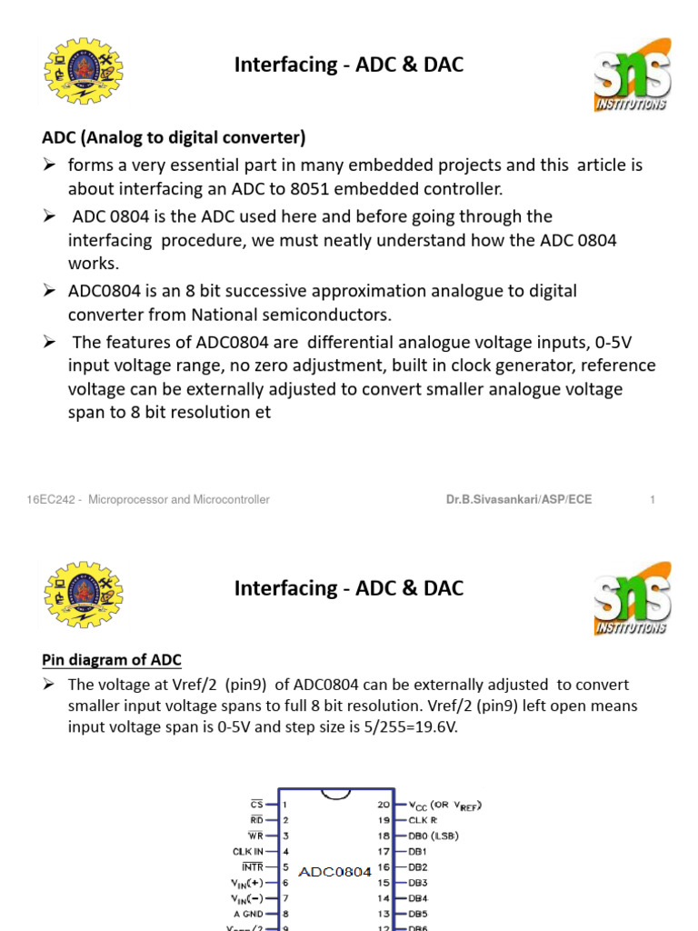ADC and DAC Interfacing with 8051 | PDF | Analog To Digital Converter ...