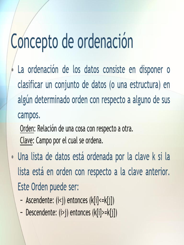 Métodos De Ordenamiento Pdf Algoritmos Informática Teórica