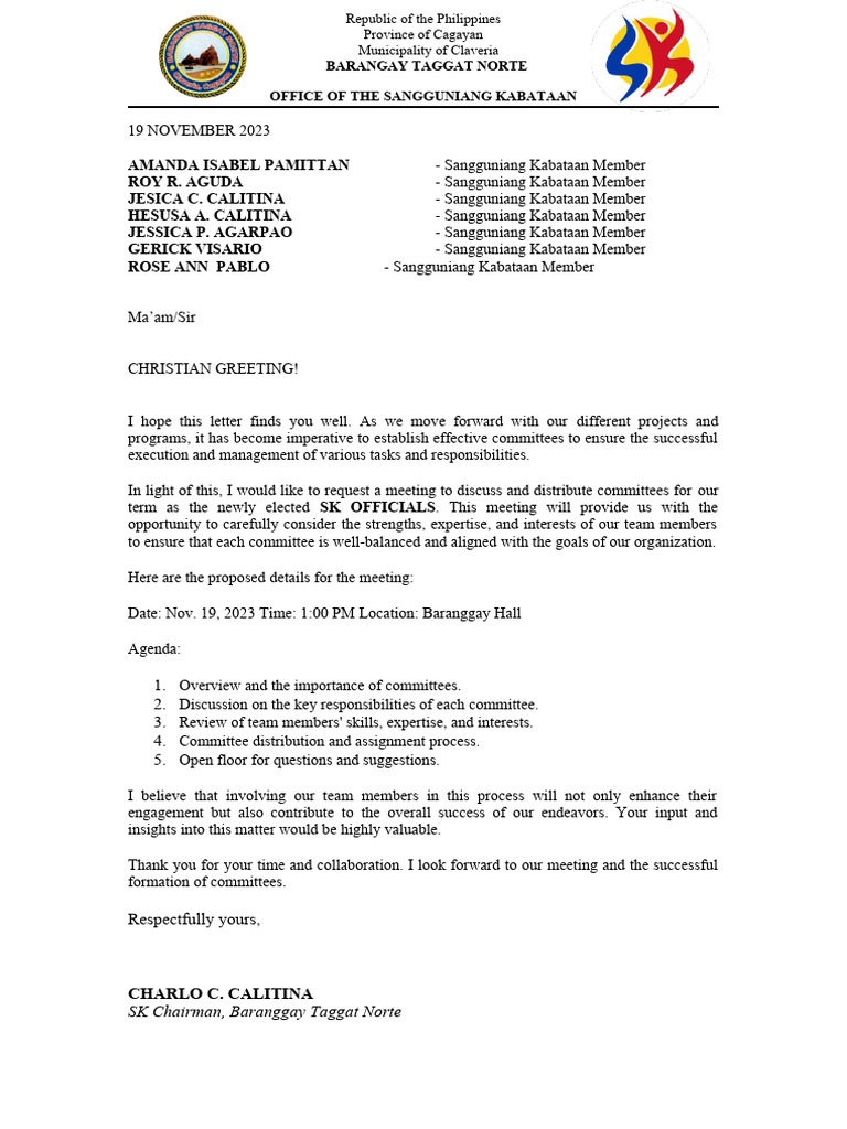 Letter of Request Meeting | PDF