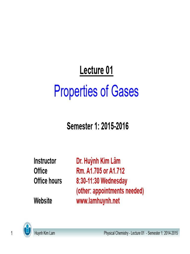 Lecture 01 - Properties of Gases | PDF | Gases | Atmospheric Pressure