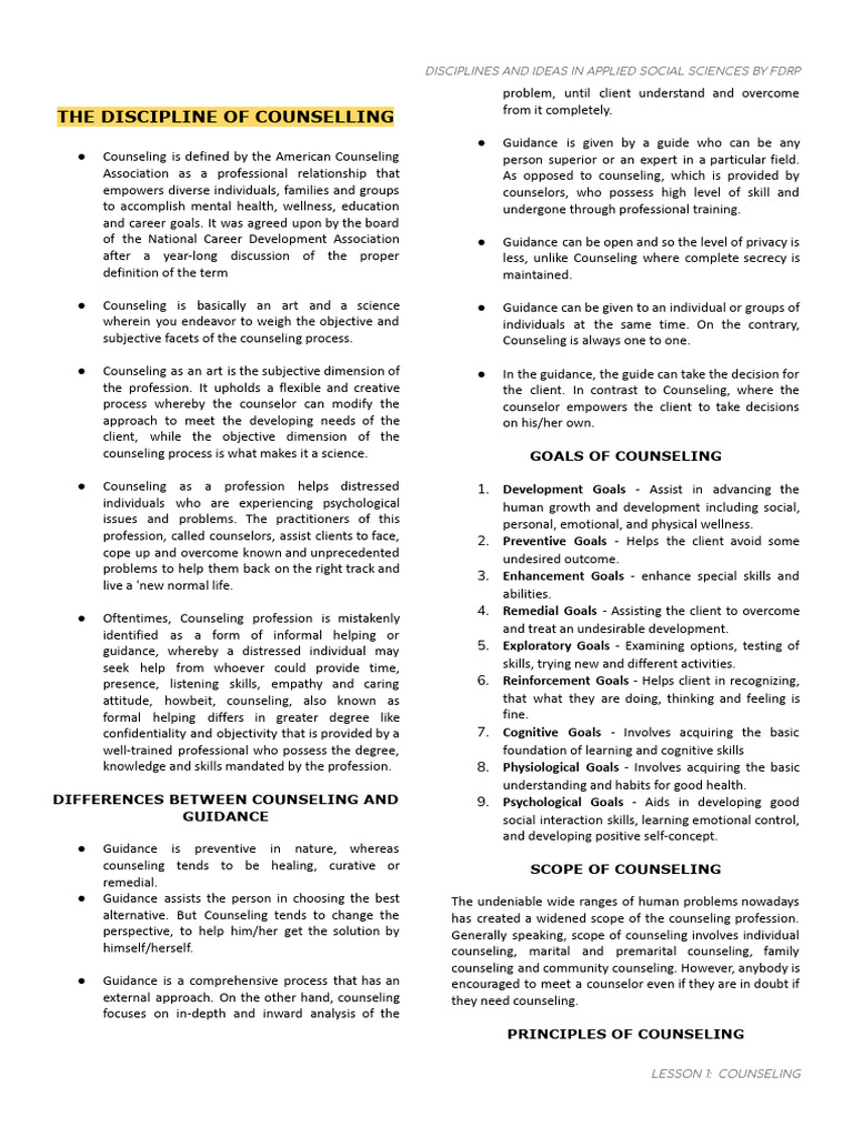 COUNSELING | PDF | Psychotherapy | Psychology
