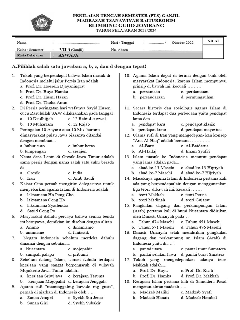 PTS2022 - Aswaja - VII | PDF