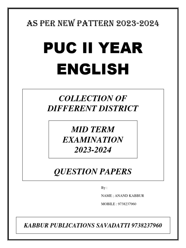 Eng PU2 Mid Term ALL District QP | PDF