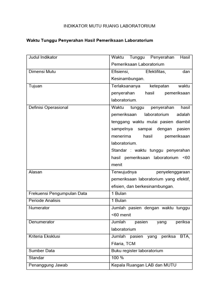 Indikator Mutu R Lab | PDF | Teknologi & Rekayasa