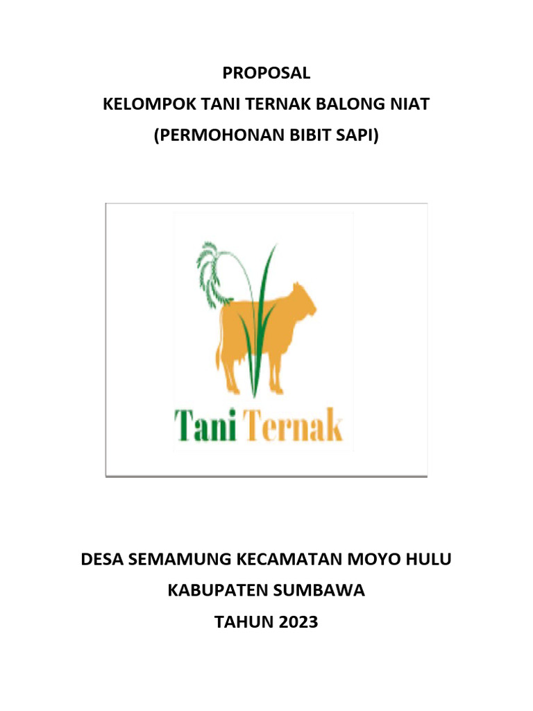 Proposal Permohonan Ternak Sapi 1 | PDF Proposal Permohonan Ternak Sapi 1 | PDF