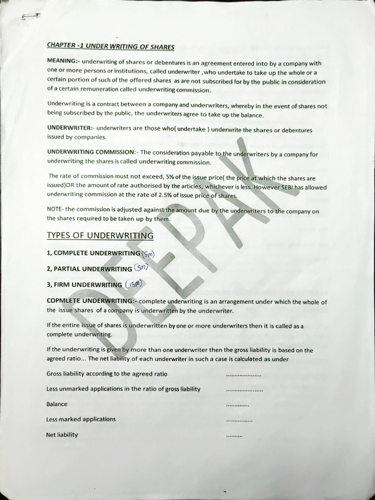 Chapter 2 Underwriting | PDF