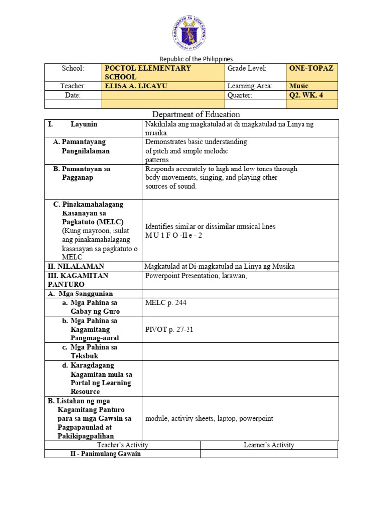 Cot Lesson Plan q1. Wk.7 | PDF