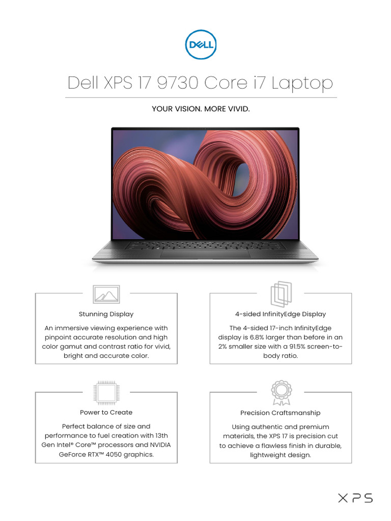 Dell XPS 17 (9730) Core-I7 Datasheet Template | PDF | Computer Science | Computer Architecture