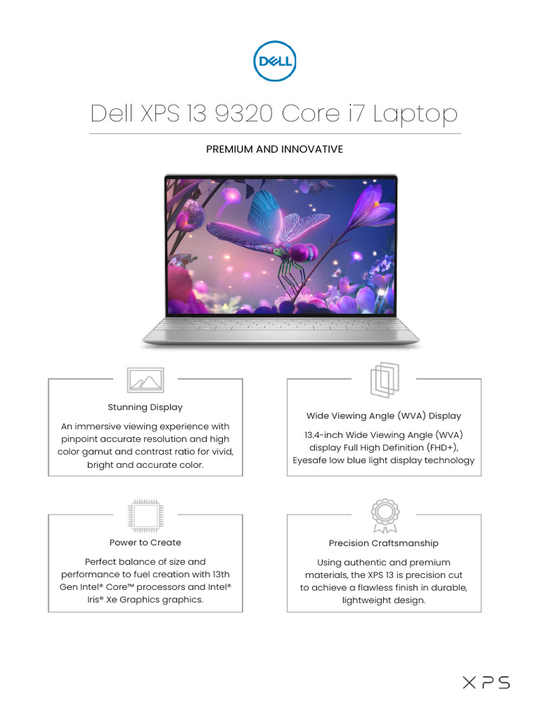 Dell XPS 13 Plus (9320) Core-I7 Datasheet Template | PDF | Usb ...