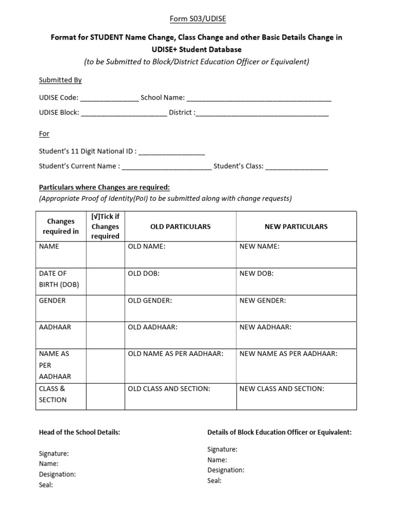 Form S03 UDISE | PDF