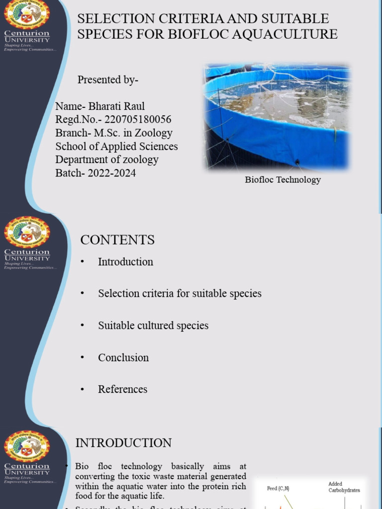 Biofloc Aquaculture PPT Bharati Raul | PDF | Aquaculture | Fish