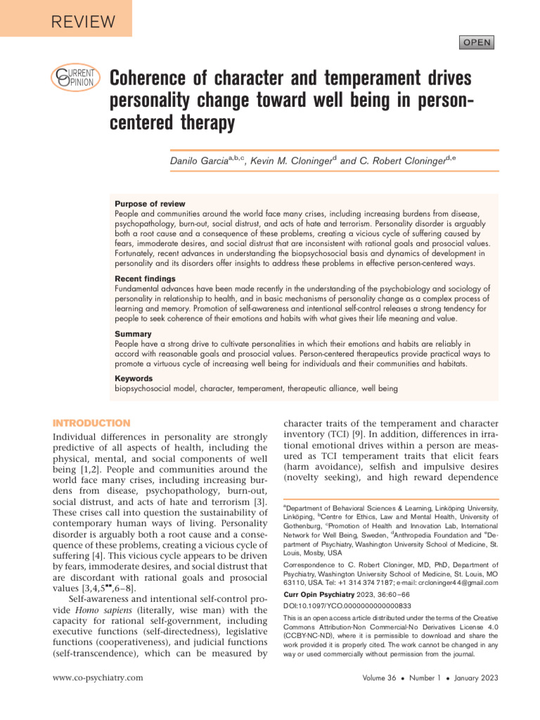 Coherence of Character and Temperament Drives Personality Change Toward ...