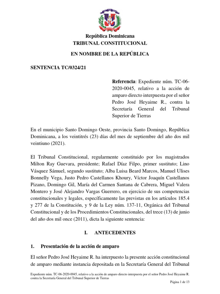 tc-0324-21-tc-06-2020-0045 RECURSO DE AMPARO - SANEAMIENTO | PDF | Ley ...