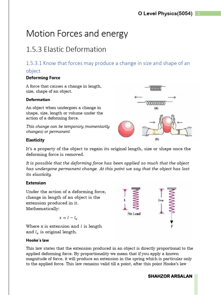 Understanding Elastic Deformation in Physics | PDF | Force | Elasticity ...