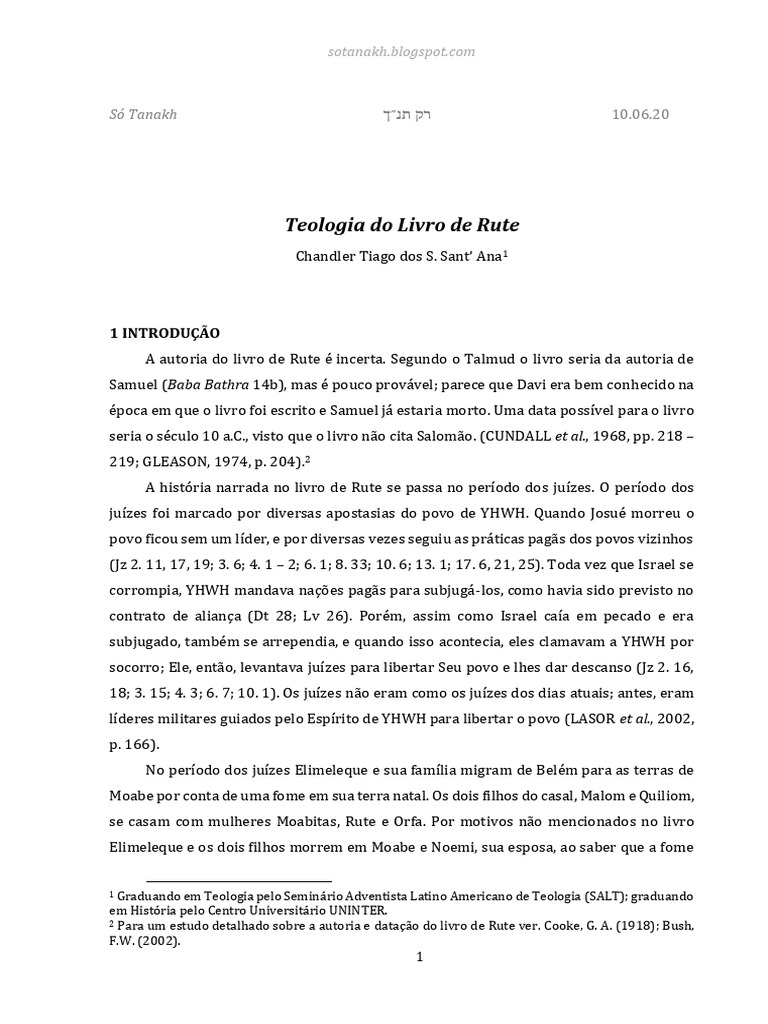 Teologia Do Livro de Rute | PDF | Livro de Ruth | Abraão