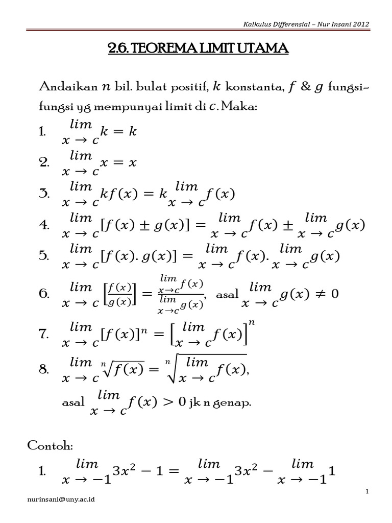 Teorema Limit Utama dalam Kalkulus | PDF | Metode & Bahan Ajar