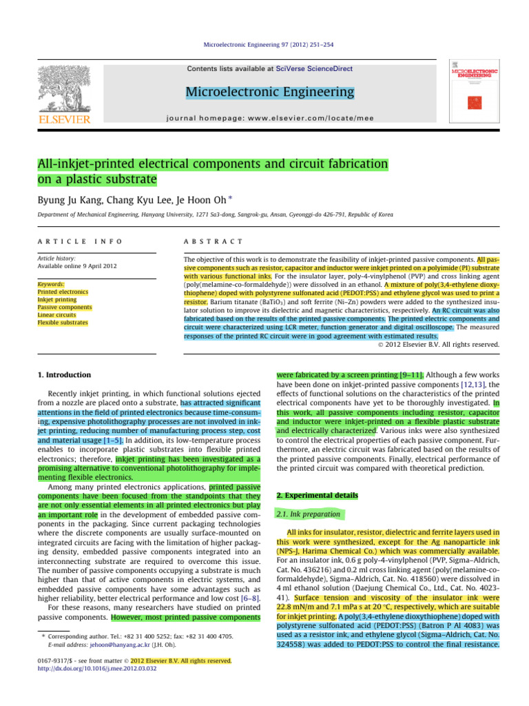 All-Inkjet-Printed Electrical Components and Circuit Fabrication | PDF ...