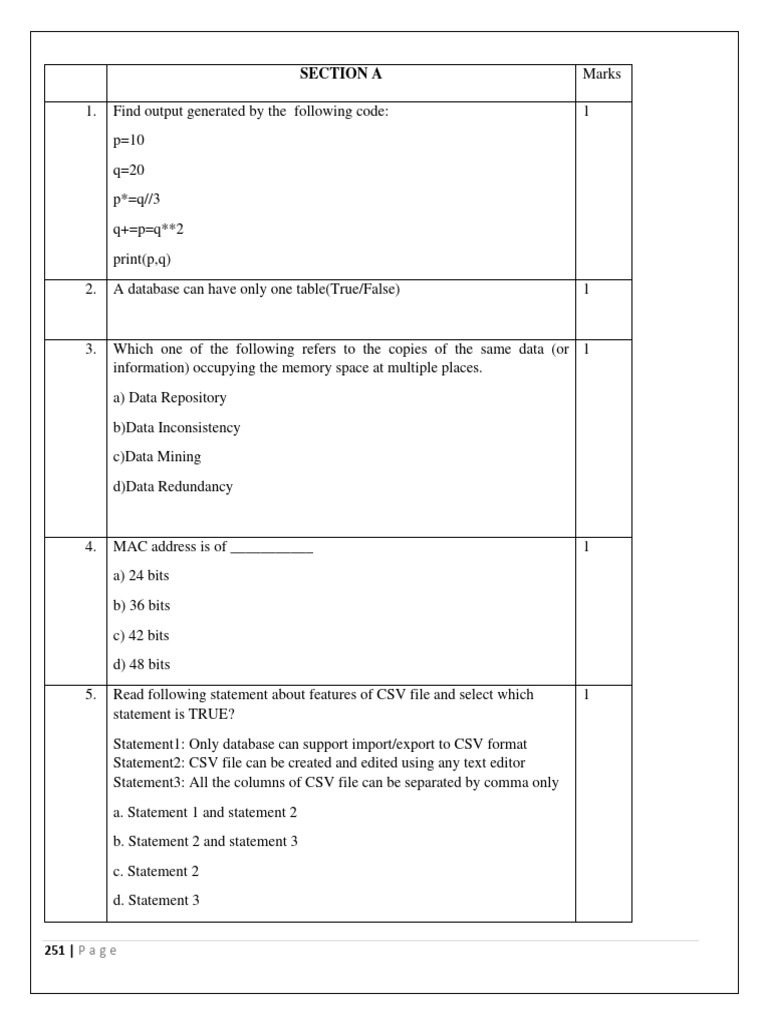 Cs Paper-3 | PDF | Comma Separated Values | Computer Engineering