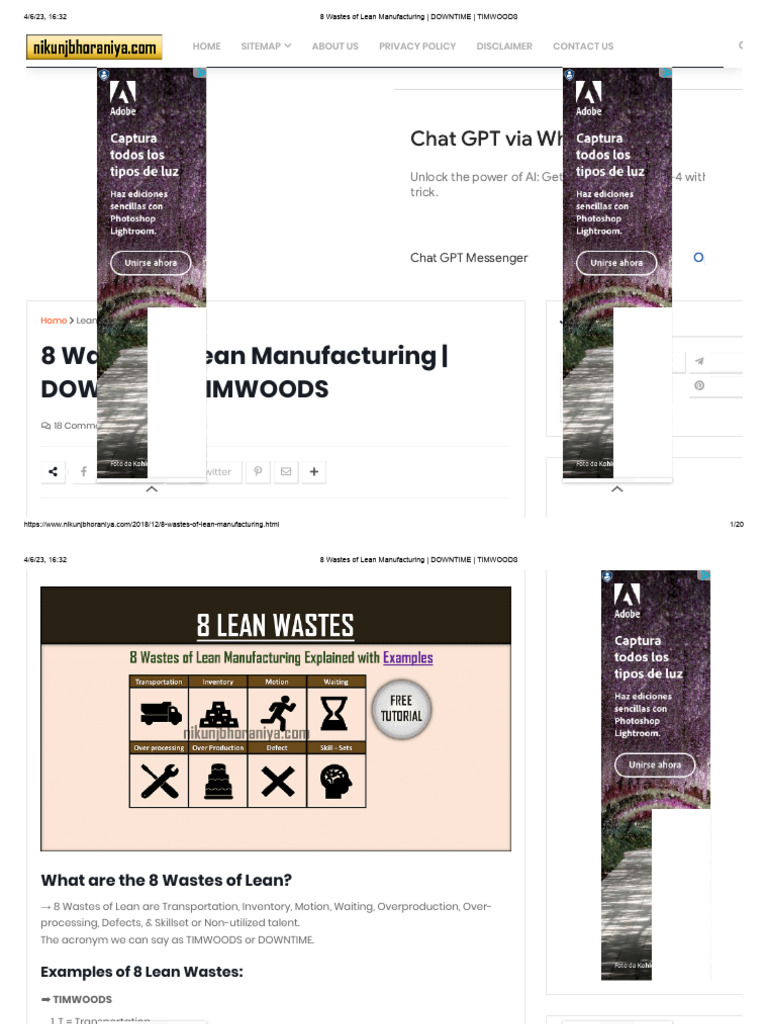 8 Wastes of Lean Manufacturing - DOWNTIME - TIMWOODS | PDF | Lean ...
