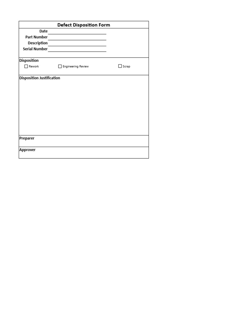 Defect Disposition Form | PDF