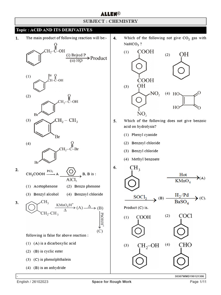2610 - Acid and Its Derivatives - Chem - 30307WMD190121306 | PDF | Chemistry | Organic Chemistry