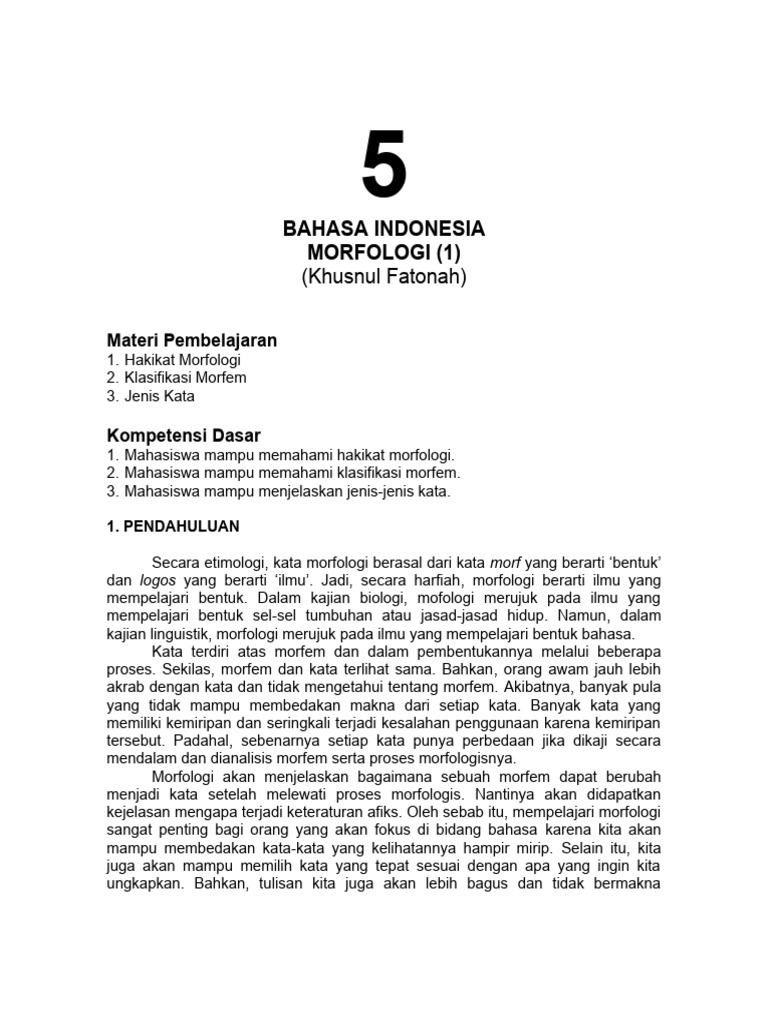 Modul Pertemuan Kelima - Struktur Bahasa Indonesia | PDF | Seni ...