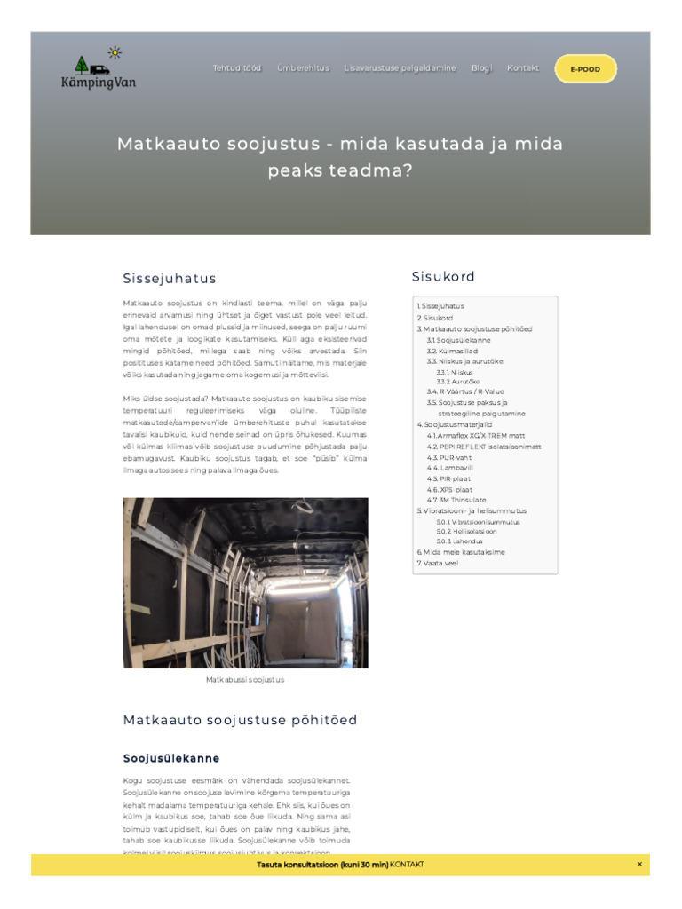 Matkaauto Soojustus, Mida Kasutada Ning Mida Peaks Teadma? | PDF