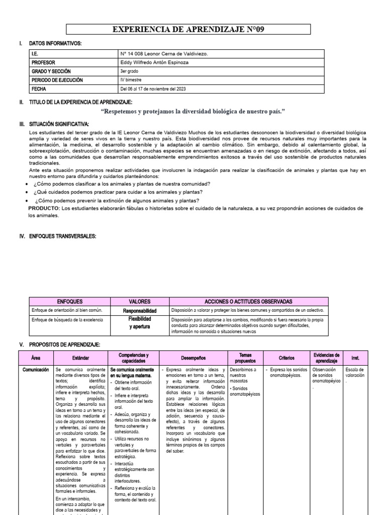EXPERIENCIA_DE_APRENDIZAJE_N°09 | PDF | Números | Sustracción