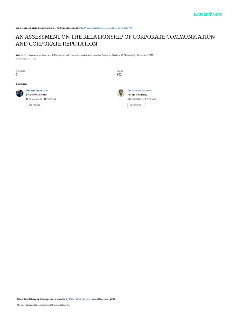 Corporate Communication & Reputation | PDF | Reputation | Communication