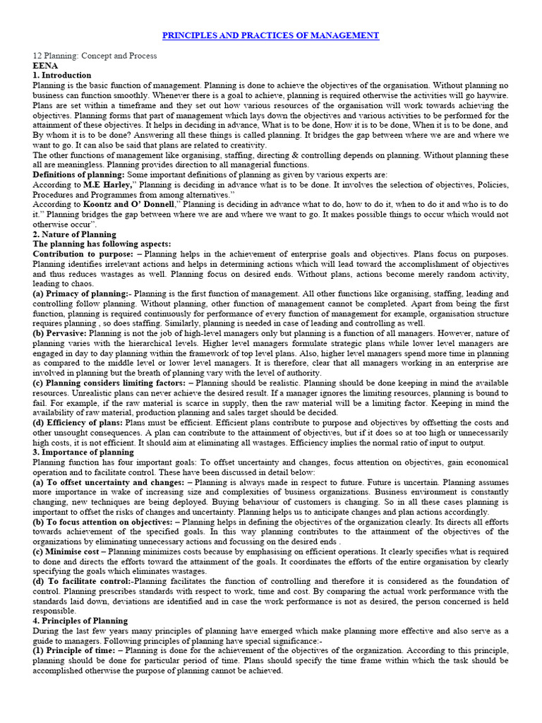Principles and Practices of Management | PDF | Policy | Goal