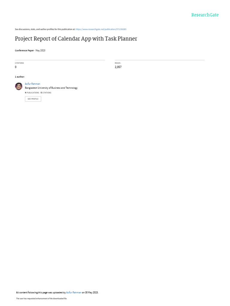 ProjectReportofCalenderappwithTaskPlanner | PDF | Computer Program | Programming