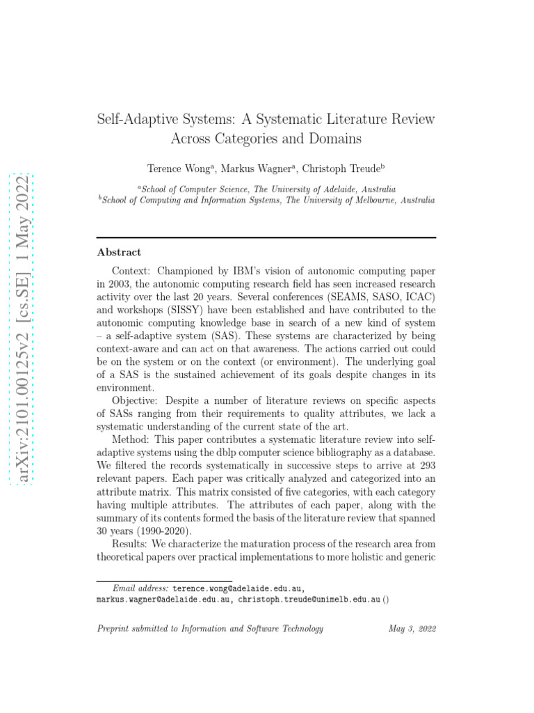 Self-Adaptive Systems: A Systematic Literature Review Across Categories ...