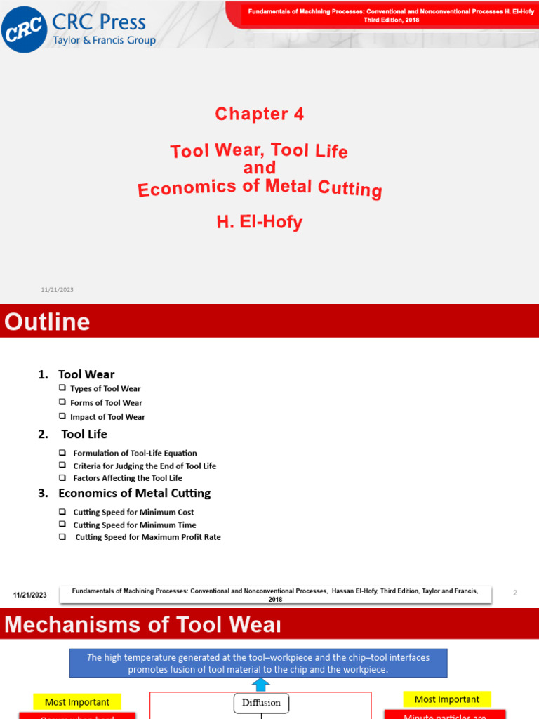 2-Tool Wear, Tool Life, and Economics of Metal Cutting | PDF | Wear | Machining