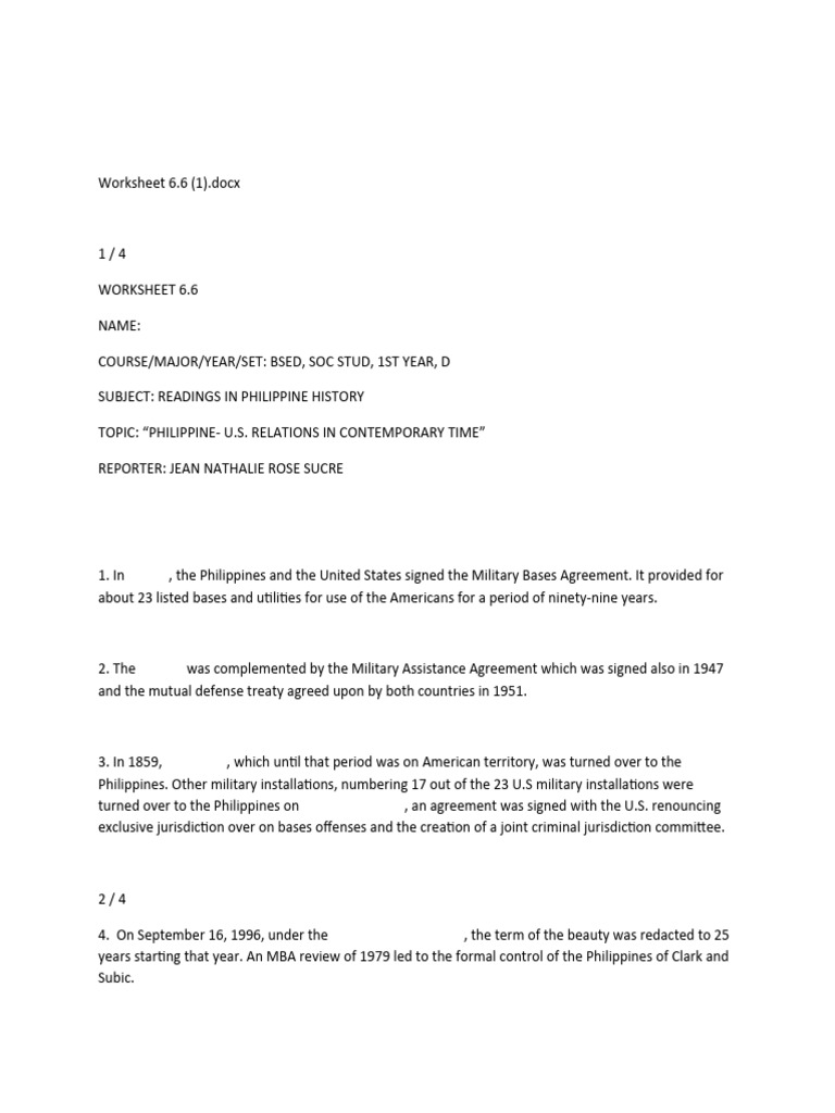 Worksheet 6.6 (-WPS Office | PDF | Philippines | Diplomacy