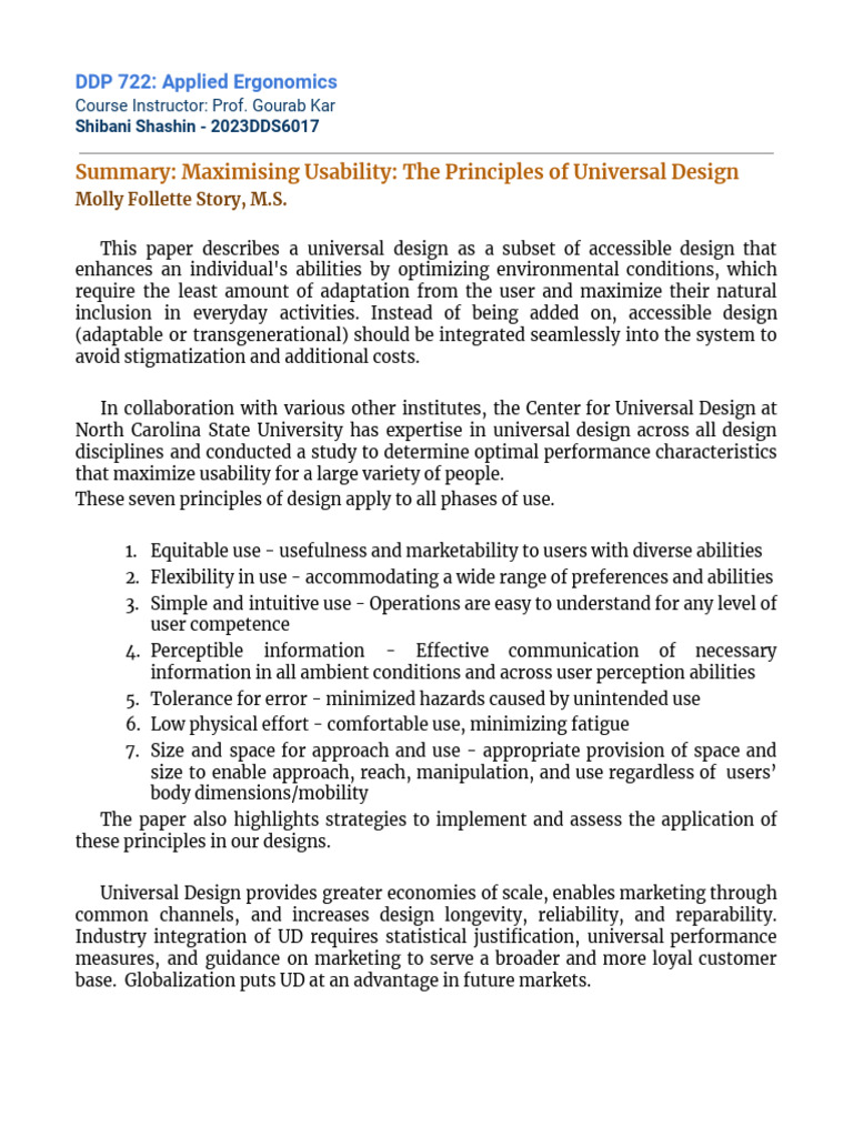 6 - Summary - Maximising Usability - The Principles of Universal Design ...