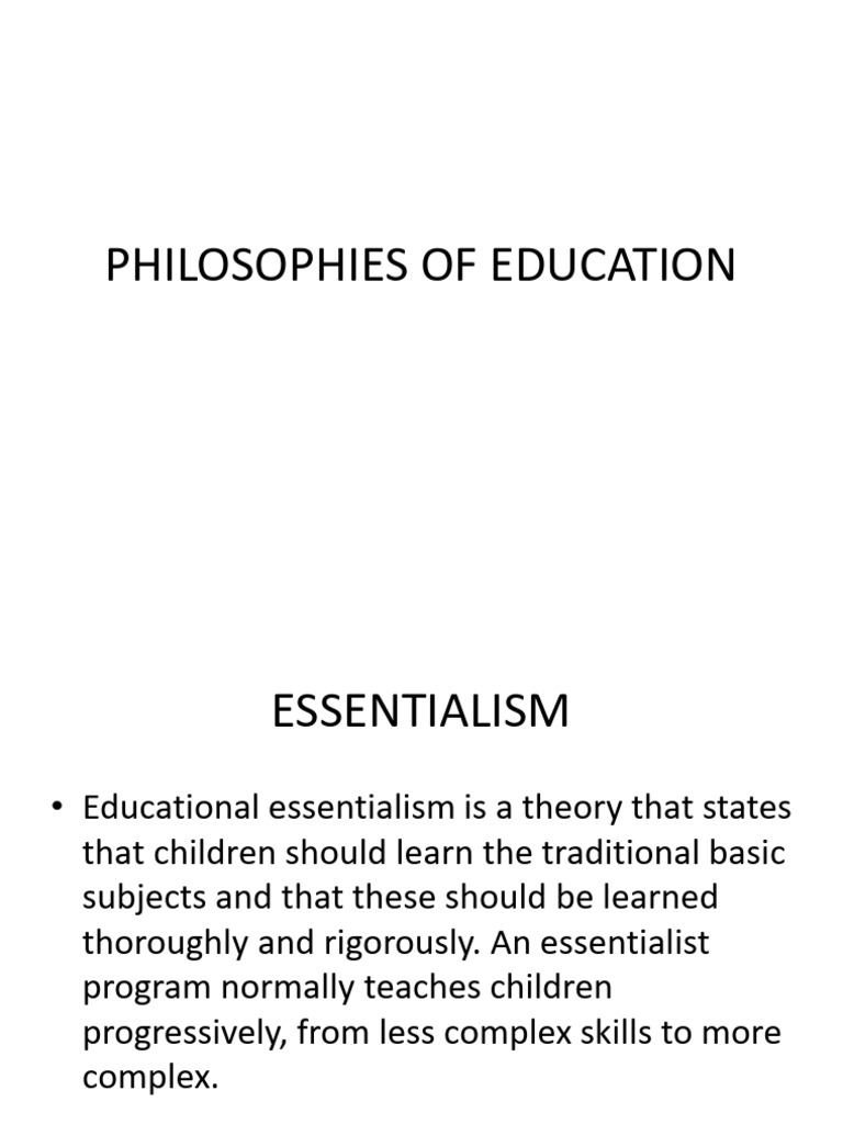 Philosophies of Education | PDF | Learning | Philosophy Of Education