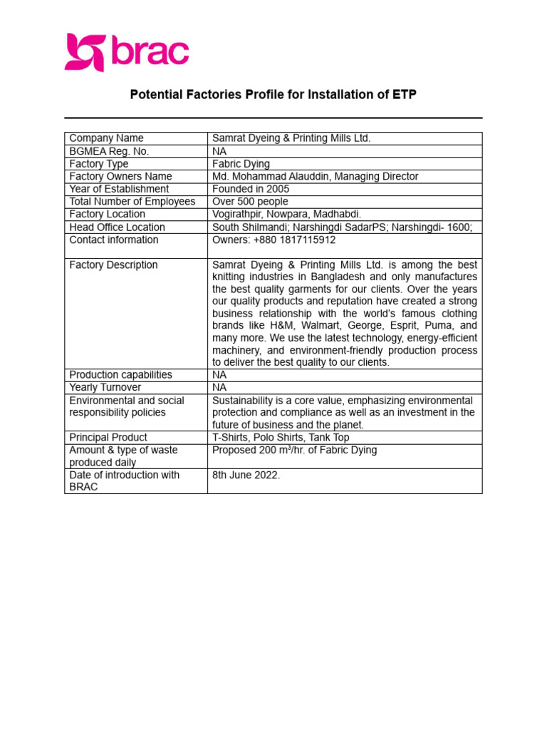 Samrat Dyeing ETP Installation Meeting Summary | PDF | Sewage Treatment ...